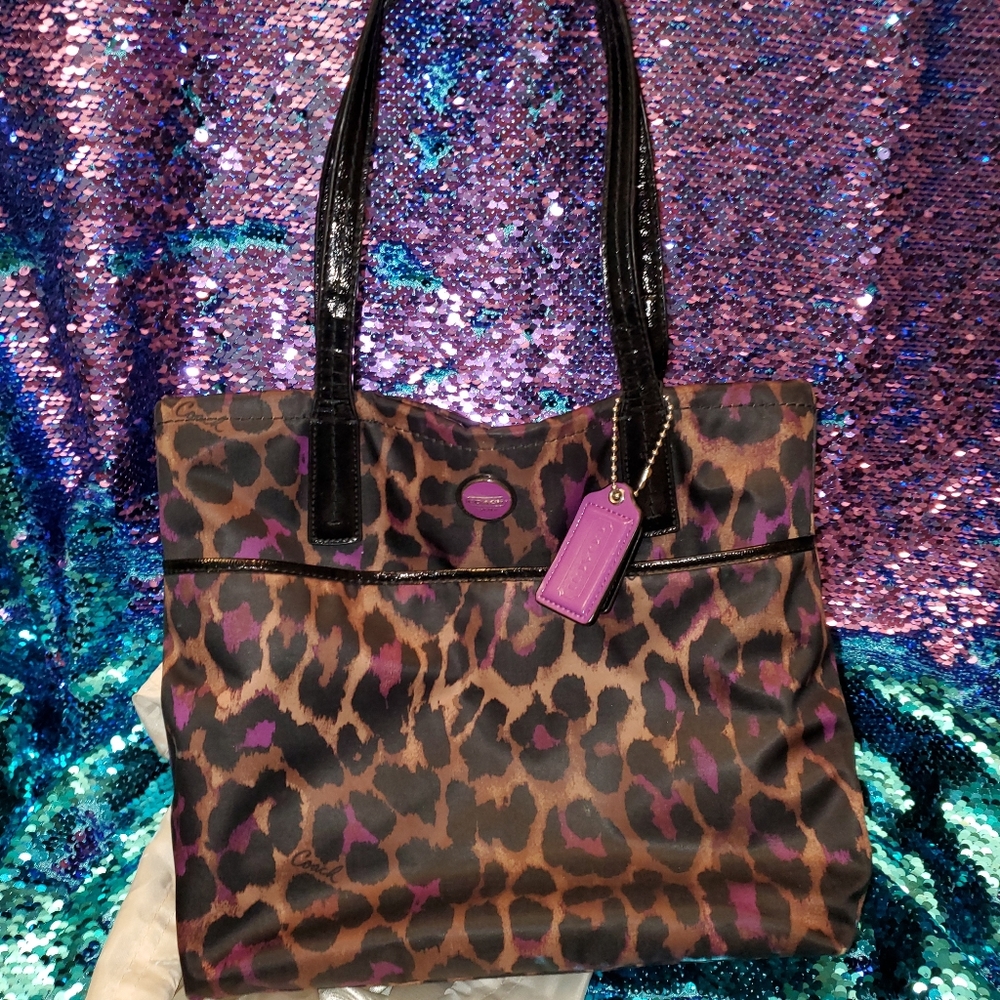 Coach Leopard Print Purple Black Authentic - Gem